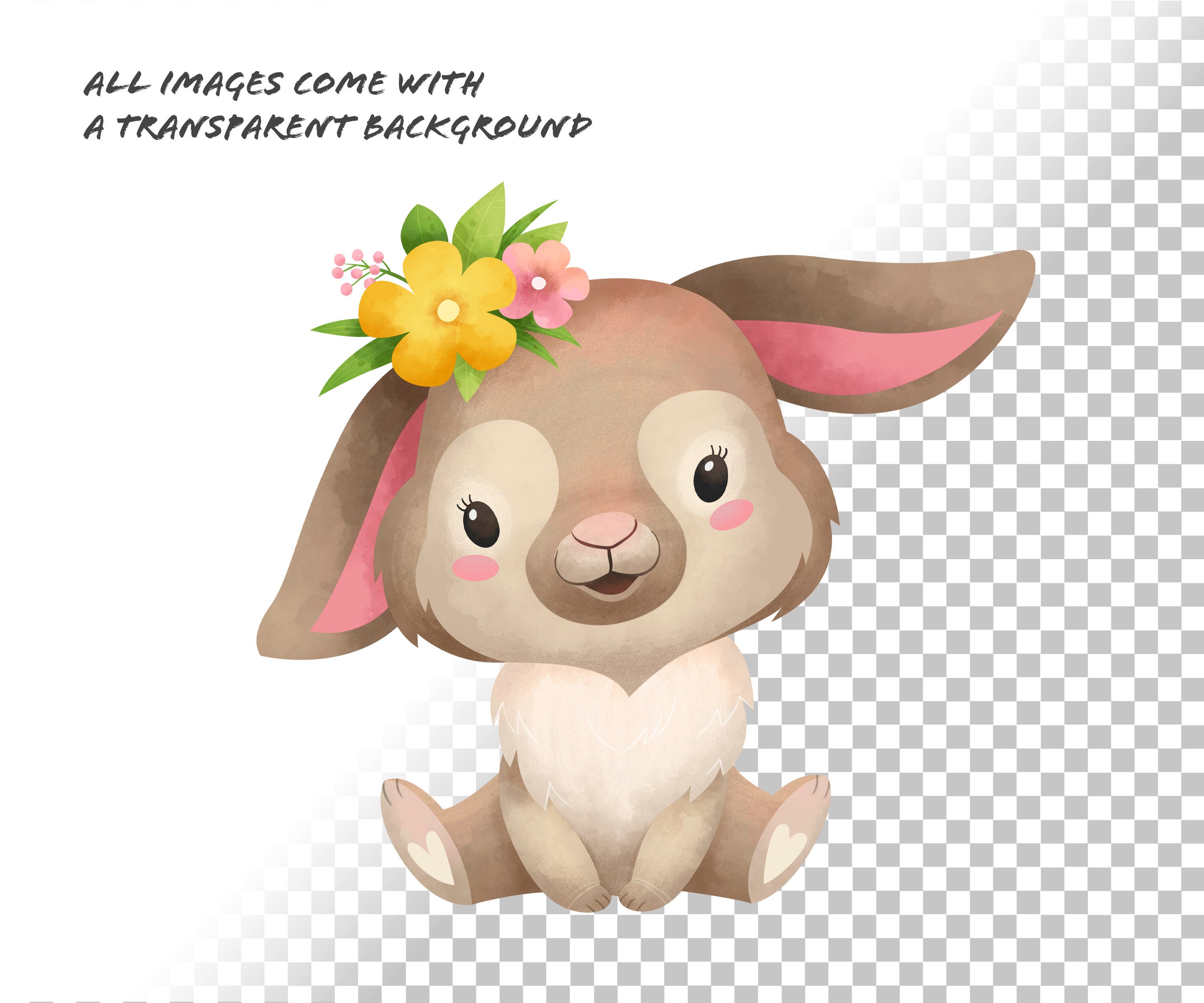 Spring Bunnies Clipart, Watercolor Bunny Clipart, Easter Rabbit Art ...