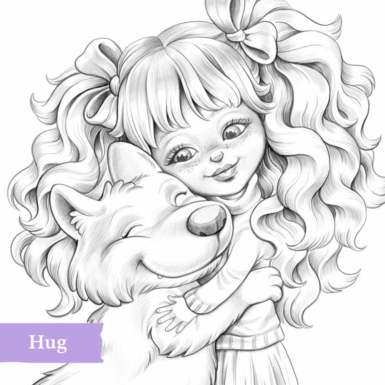 Hug | Premium Coloring Page for Adults and Kids. High Resolution Hand ...