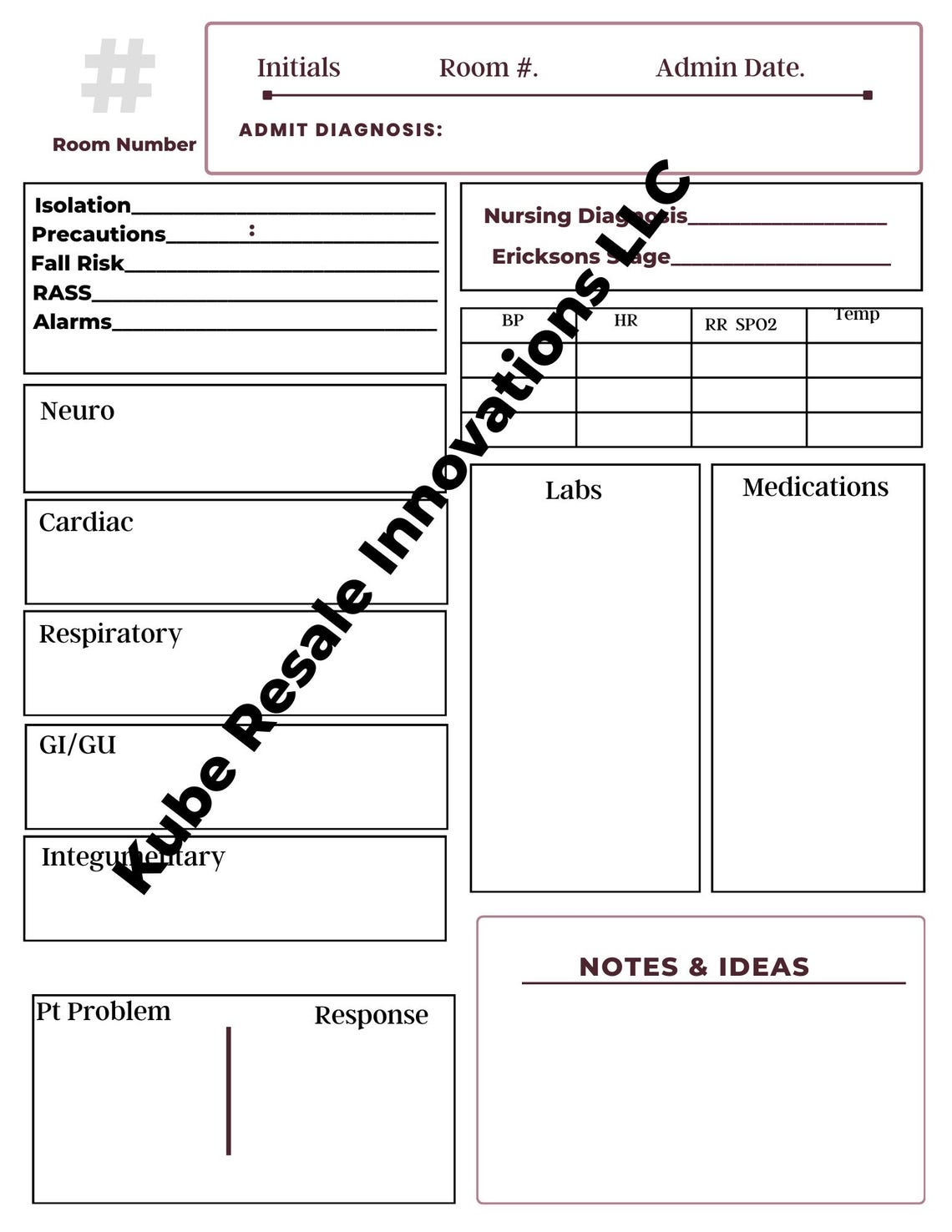 Student Nurse Clinical Report Sheet Printable - Etsy
