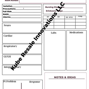 Student Nurse Clinical Report Sheet Printable - Etsy