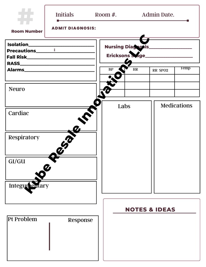 Student Nurse Clinical Report Sheet Printable - Etsy