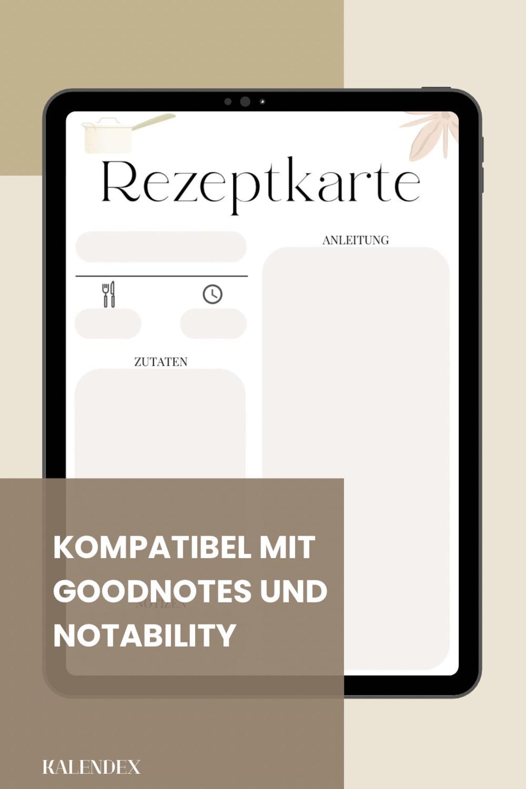 Digital Recipe Template Goodnotes iPad Planner Shopping List Recipe ...