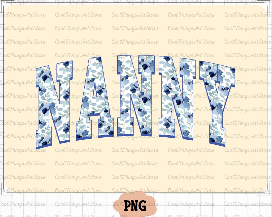 Blue Floral Nanny Png, Granny Flower Png, Nanny Flower Png, Nanny ...