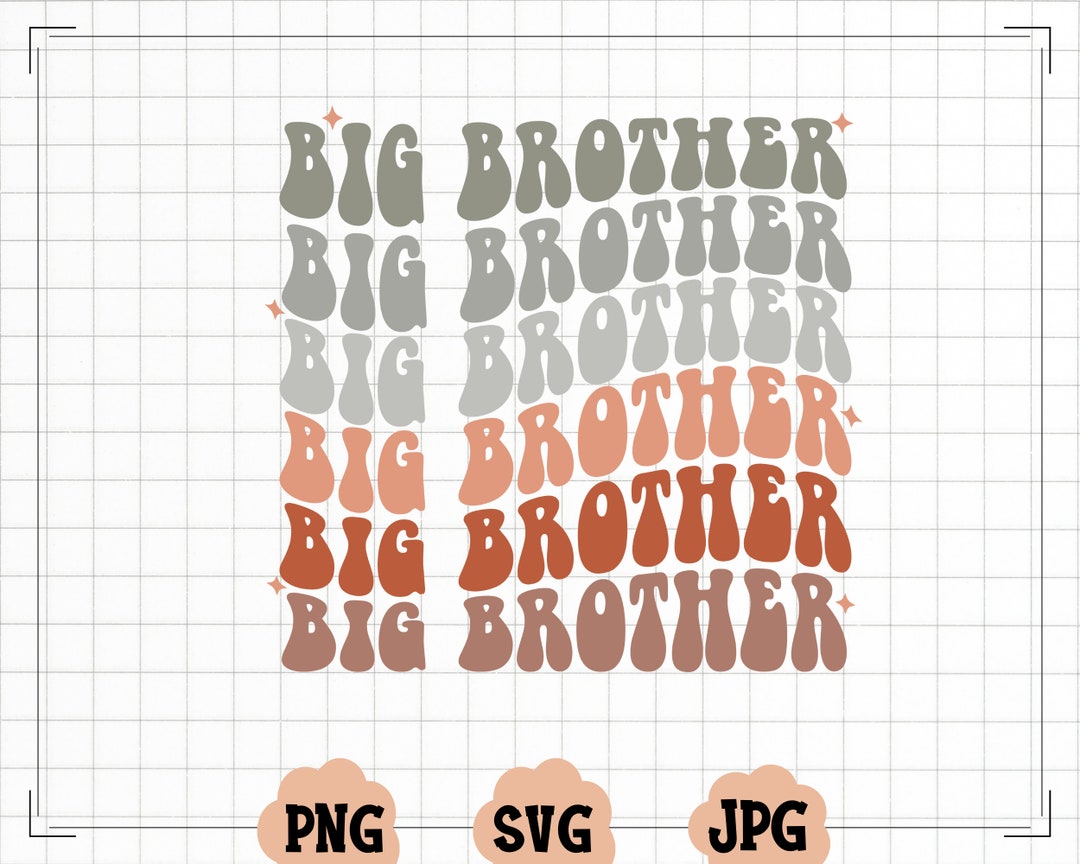 Retro Wavy Big Brother Svg, Big Brother Svg, Big Brother Png, Big ...