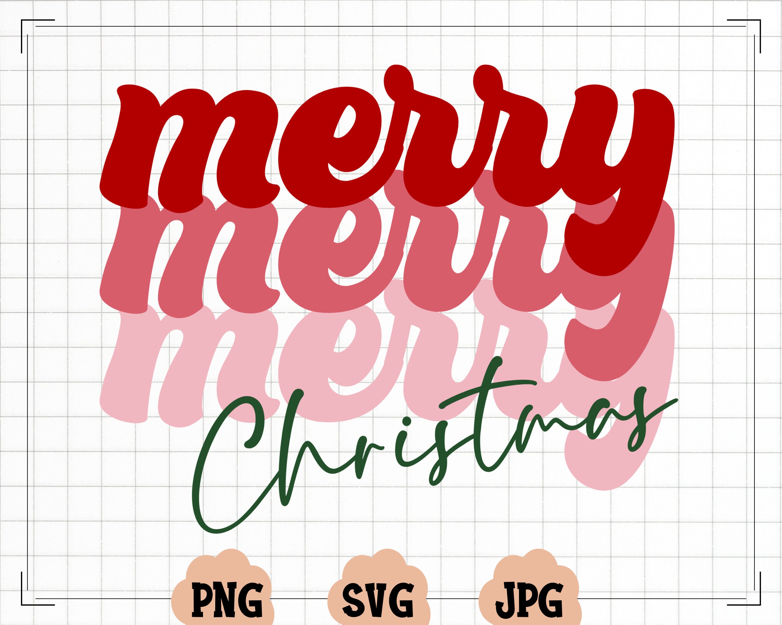 Merry Christmas SVG Christmas SVG Retro Font Merry - Etsy
