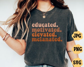 Educated Motivated Elevated Melanated Svg, Black History Svg, African ...