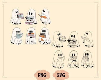 Ghost Reading Png, Teacher Halloween Png, Librarian Png, Book Lover Png ...