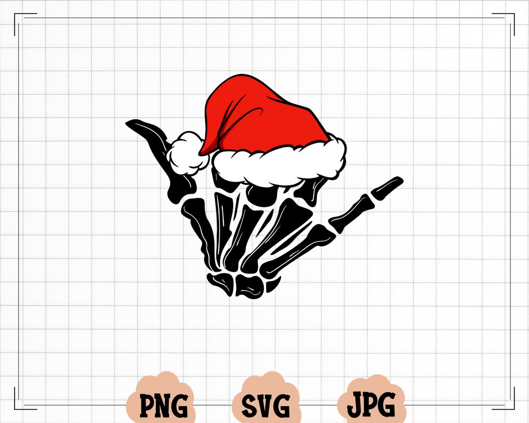 Skeleton Hand With Santa Hat Svg, Santa Hat Png, Skeleton Hand ...