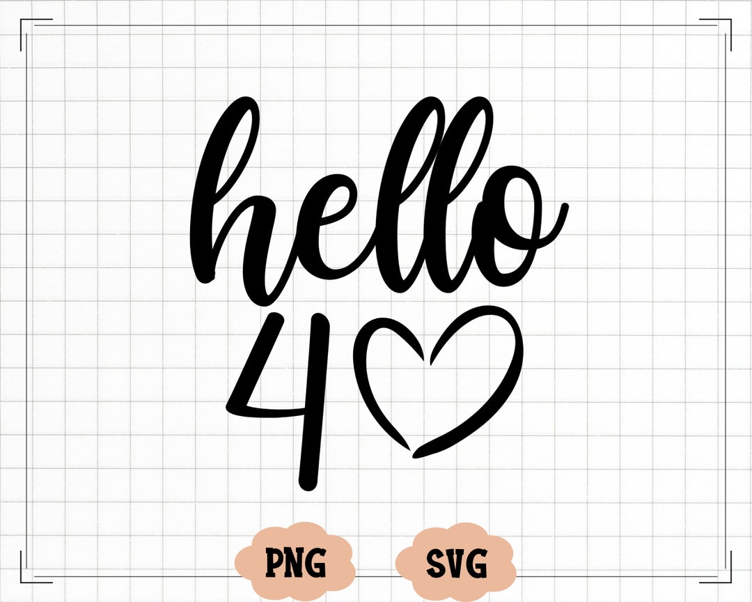 Hello 40 Svg, 40th Birthday Design, Hello 40th Sublimation Png ...