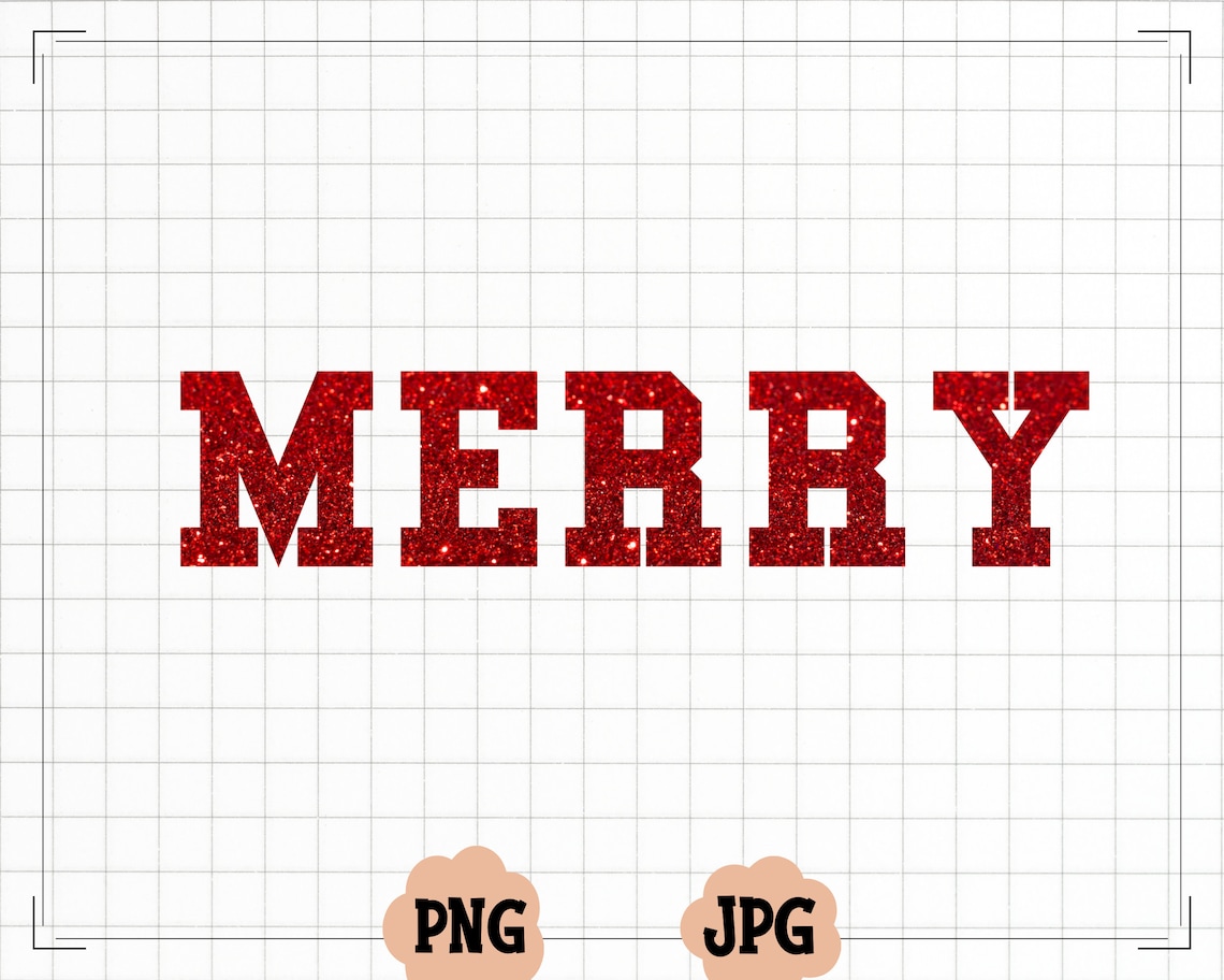 Red Glitter Covered Merry PNG Merry PNG Merry Christmas PNG - Etsy