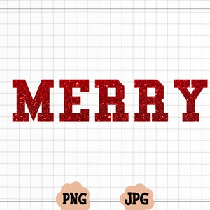 Red Glitter Covered Merry PNG, Merry PNG, Merry Christmas PNG ...