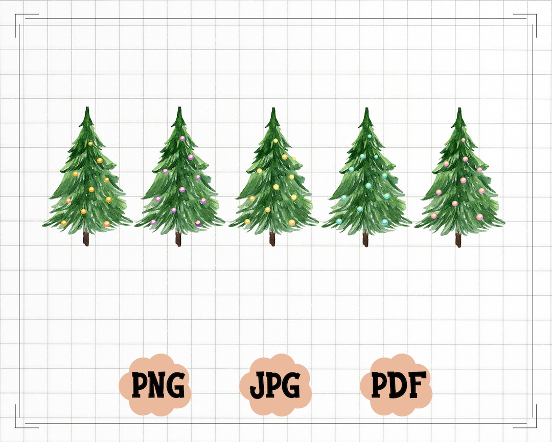 Watercolor Christmas Tree PNG, Retro Christmas Png, Boho Christmas Png ...
