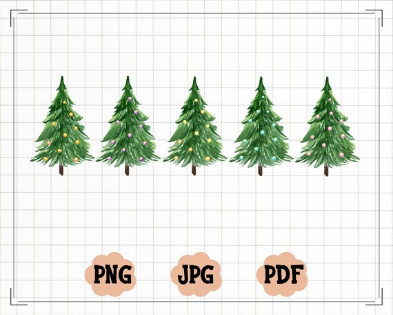 Watercolor Christmas Tree PNG Retro Christmas Png Boho - Etsy