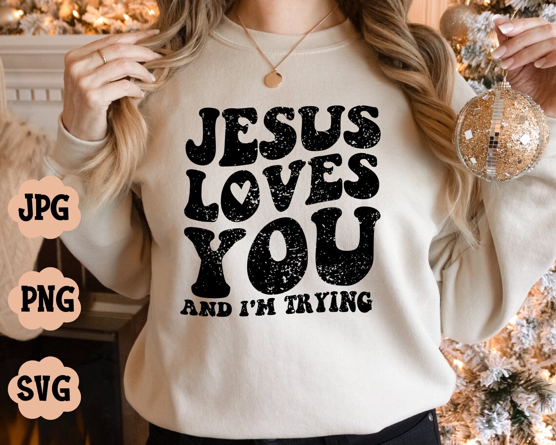 Christian PNG Retro Sublimation Design Jesus Loves You and - Etsy