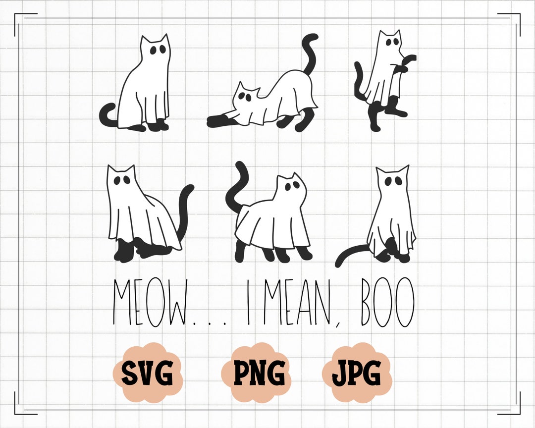 Meow I Mean Boo Svg,Сute Ghost Cats SVG, Ghost Cats PNG, Boo Svg ...