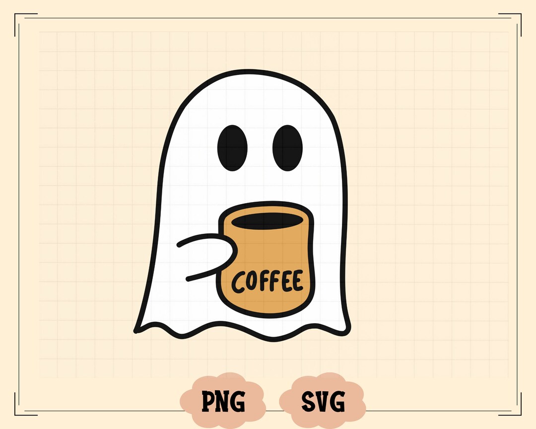 Ghost Halloween Png, Little Ghost Ice Coffee Png, Cute Spooky Coffee ...