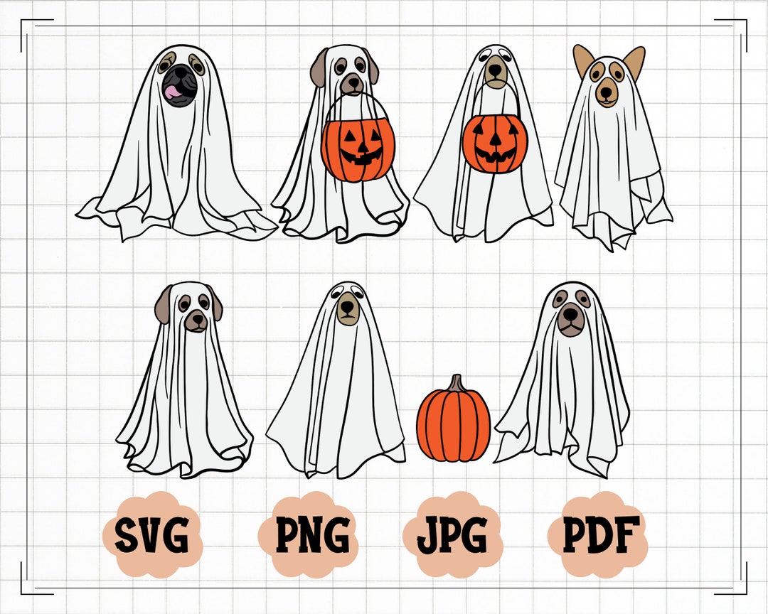 Сute Ghost Dogs SVG, Ghost Dogs PNG, Boo Svg, Halloween Svg, Ghost Dogs ...