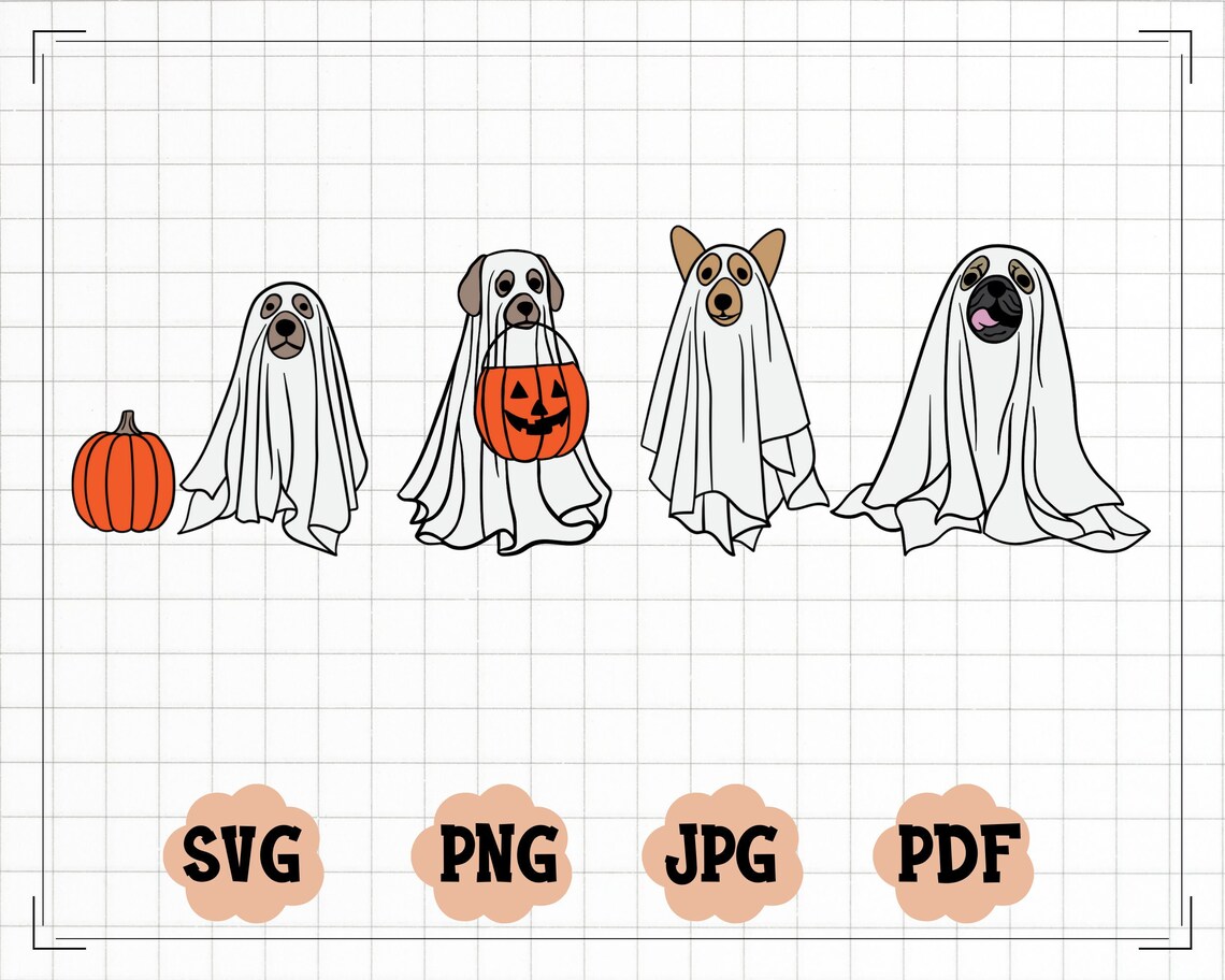 Сute Ghost Dogs SVG Ghost Dogs PNG Boo Svg Halloween Svg - Etsy