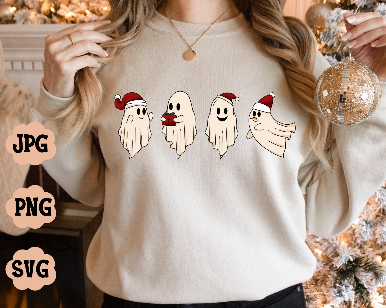 Christmas Ghost Svg Spooky Christmas Svg Halloween Christmas - Etsy