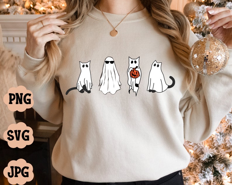 Сute Ghost Cats SVG Ghost Cats PNG Boo Svg Halloween Svg - Etsy