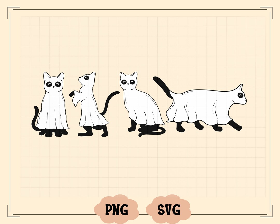 Сute Ghost Cats SVG, Ghost Cats PNG, Boo Svg, Halloween Svg, Ghost Cats ...