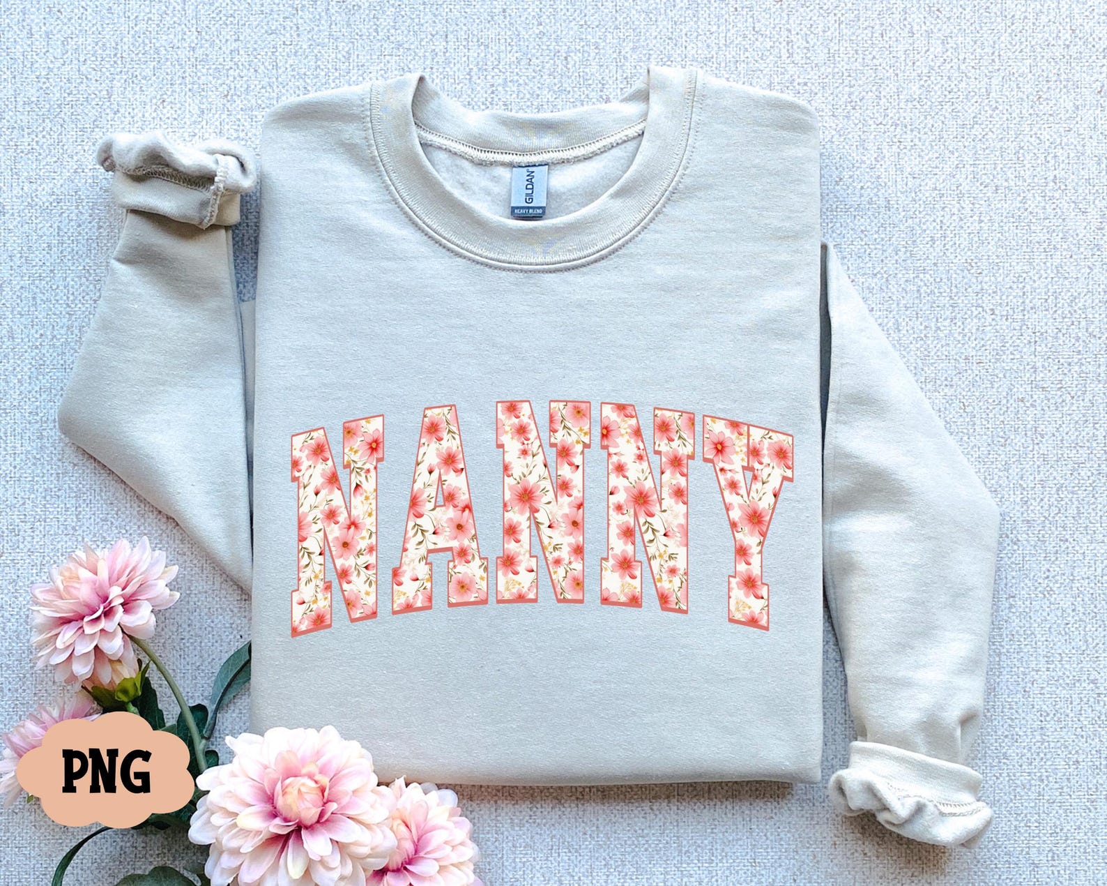 Pink Floral Nanny Png, Granny Flower Png, Nanny Flower Png, Nanny ...
