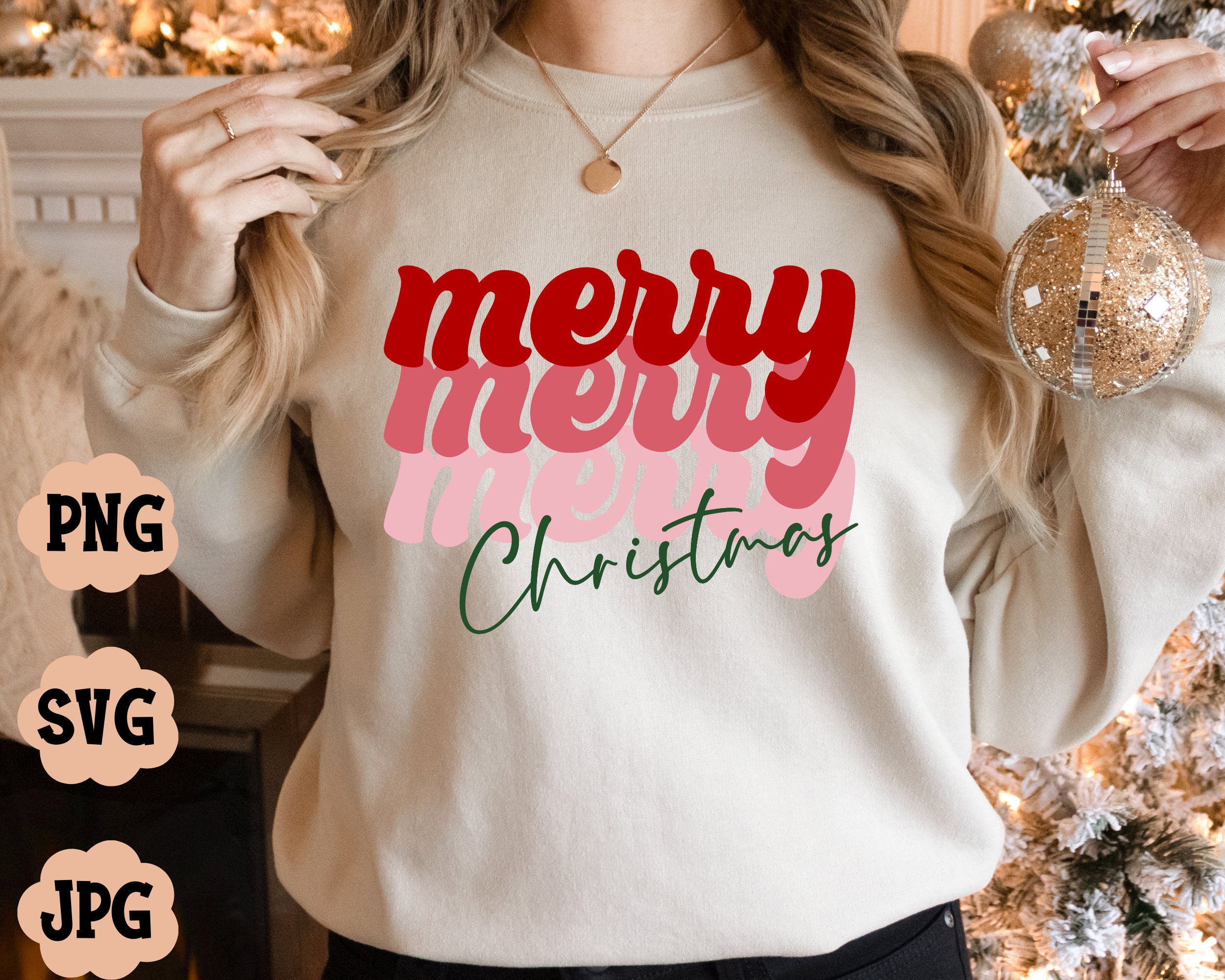 Merry Christmas SVG Christmas SVG Retro Font Merry - Etsy