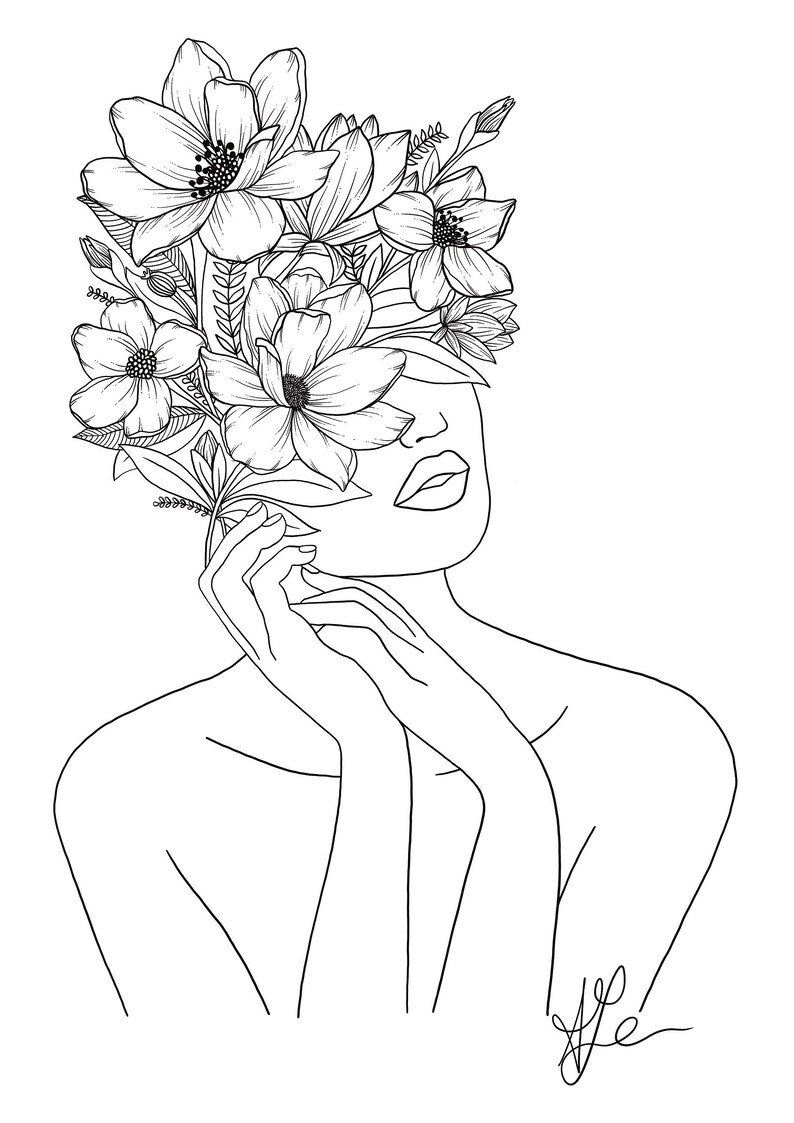 Female Botanical Illustration - A3 - Digital - Etsy