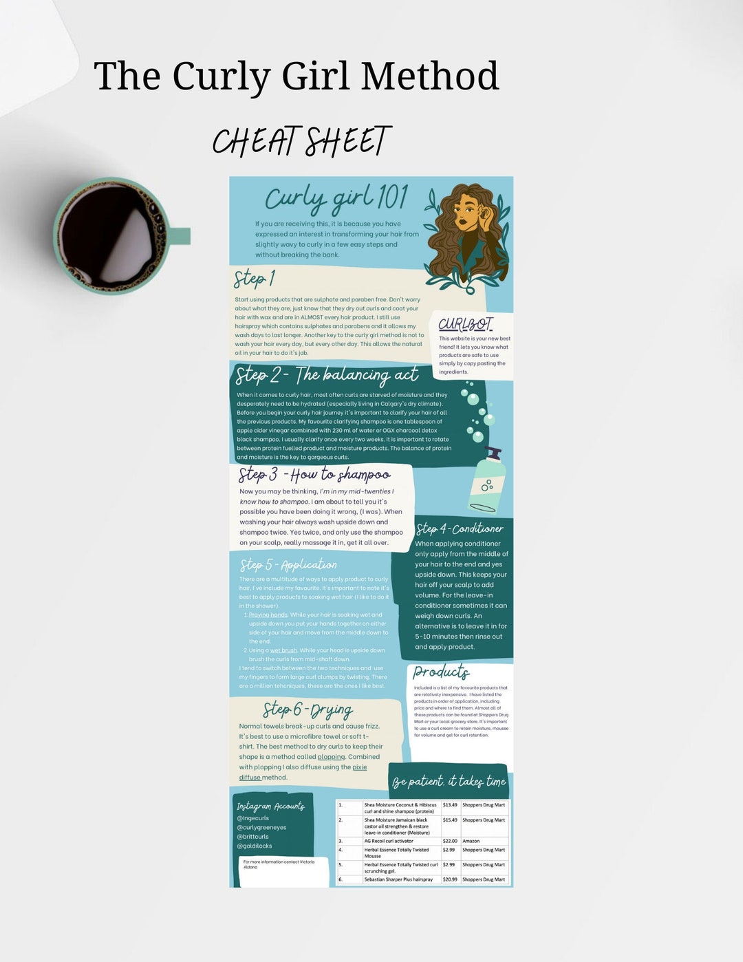 Curly Girl 101 - Cheat Sheet - Etsy