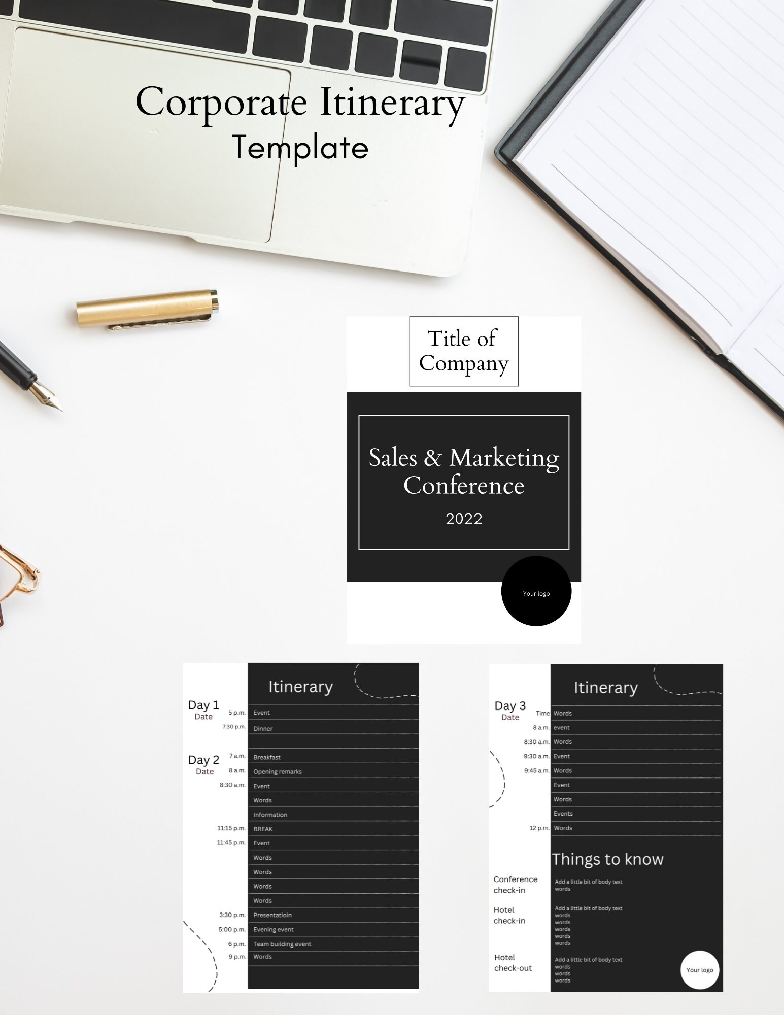 Corporate Itinerary canva Customizable - Etsy