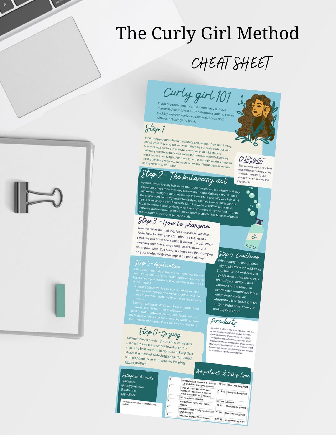 Curly Girl 101 - Cheat Sheet - Etsy