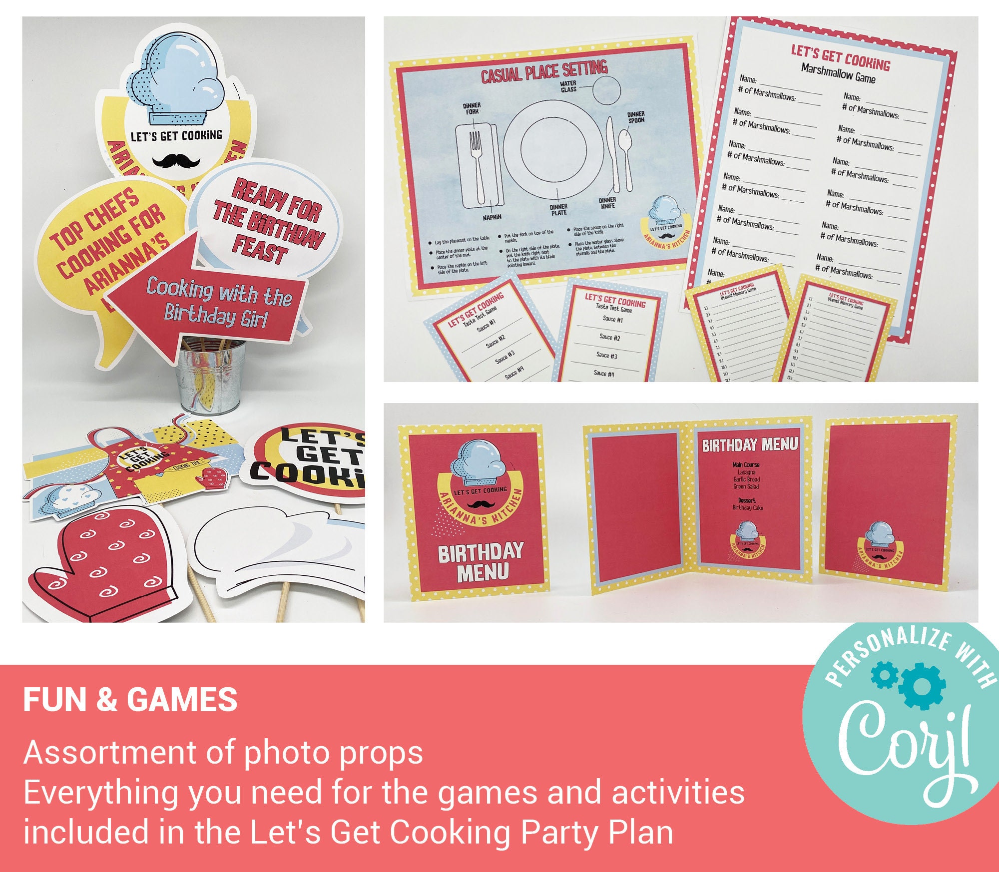 Let's Get Cooking Editable Birthday Party Pack Instant - Etsy