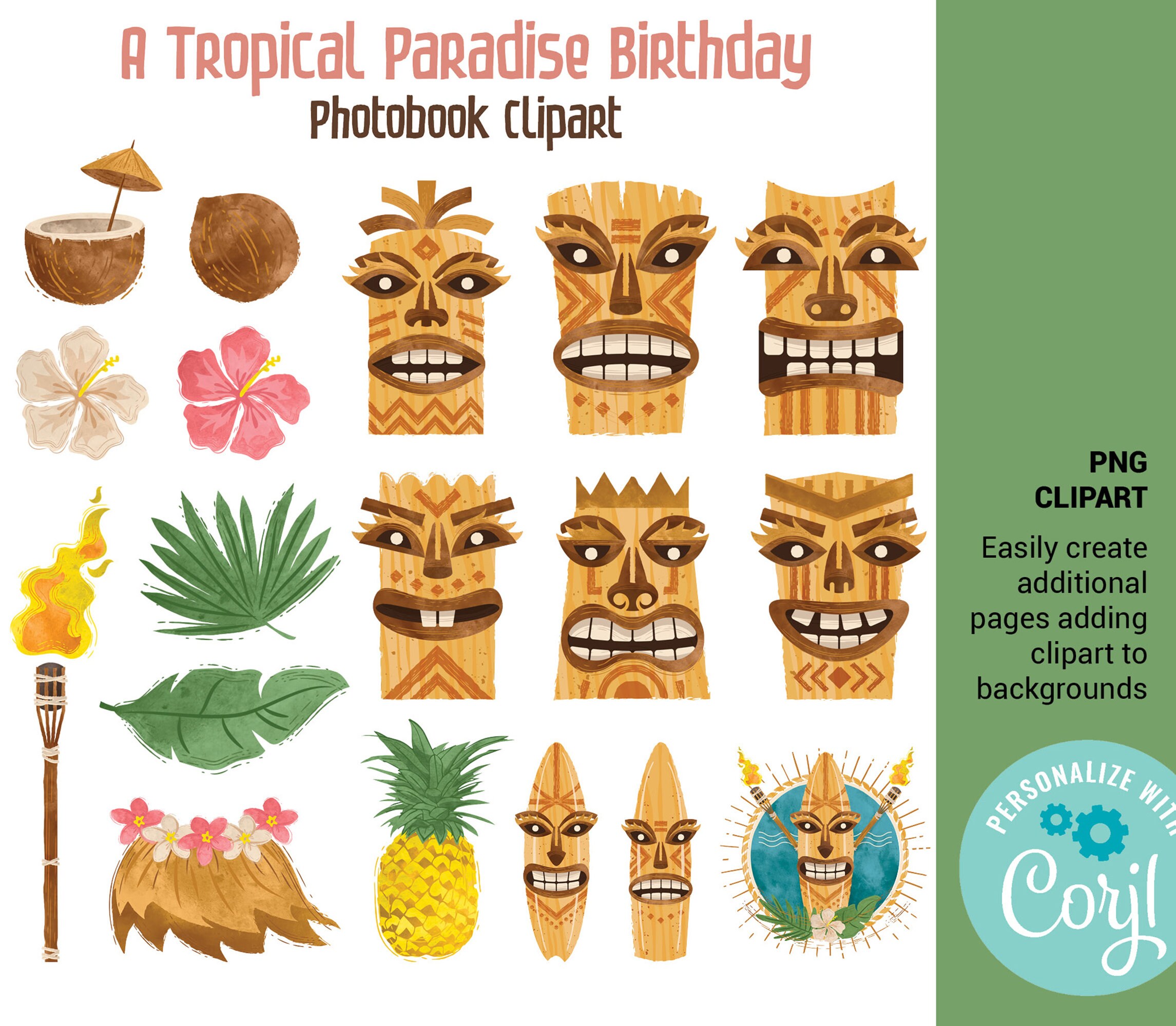 Tropical Paradise Party Digital 12x12 Photobook Kit, Instant Download ...