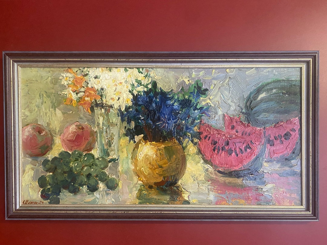 One of a Kind Vintage Still Life Painting by a Ukrainian Artist Shlapak ...