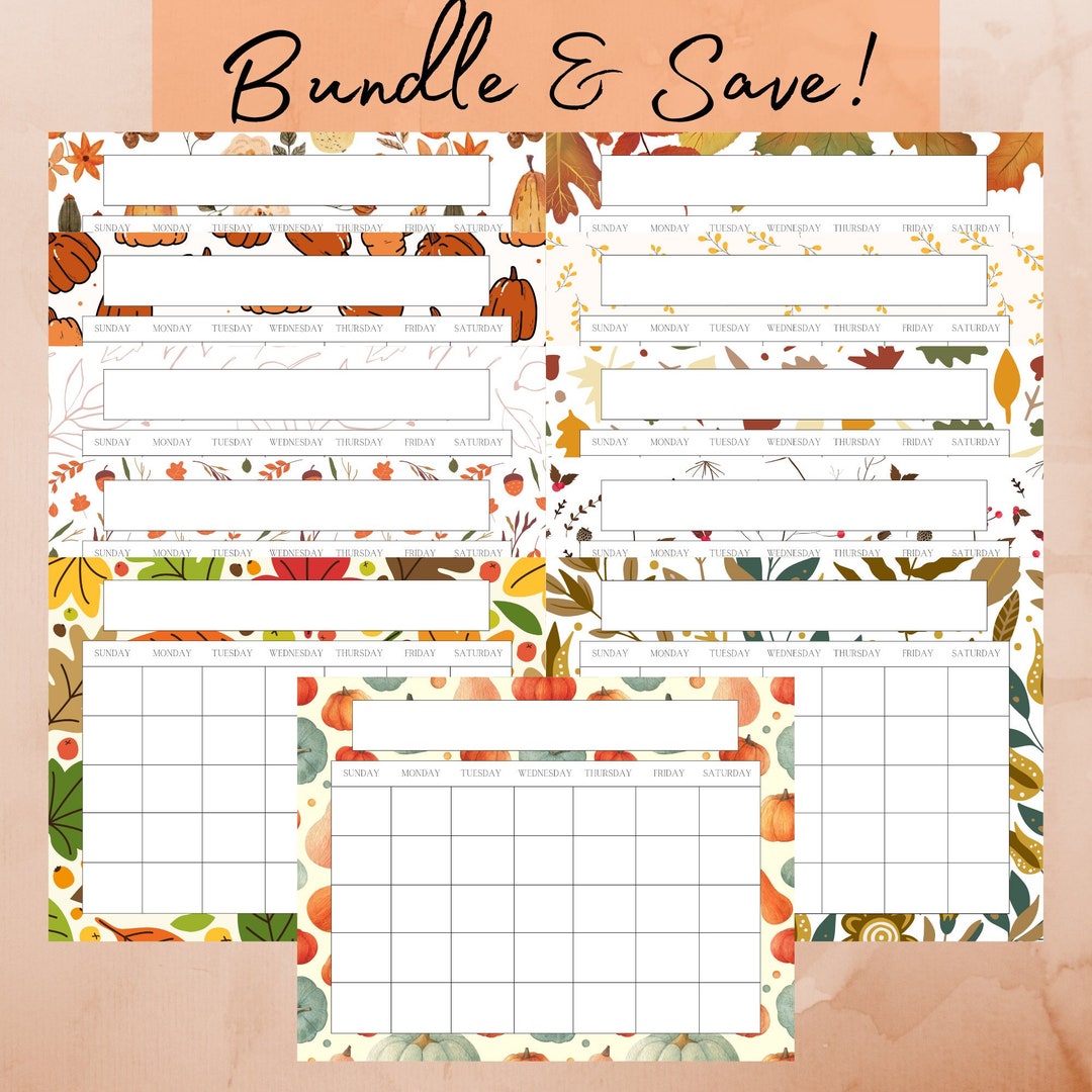 Fall Calendars NO DATES Printable Calendars / Trackers - Etsy