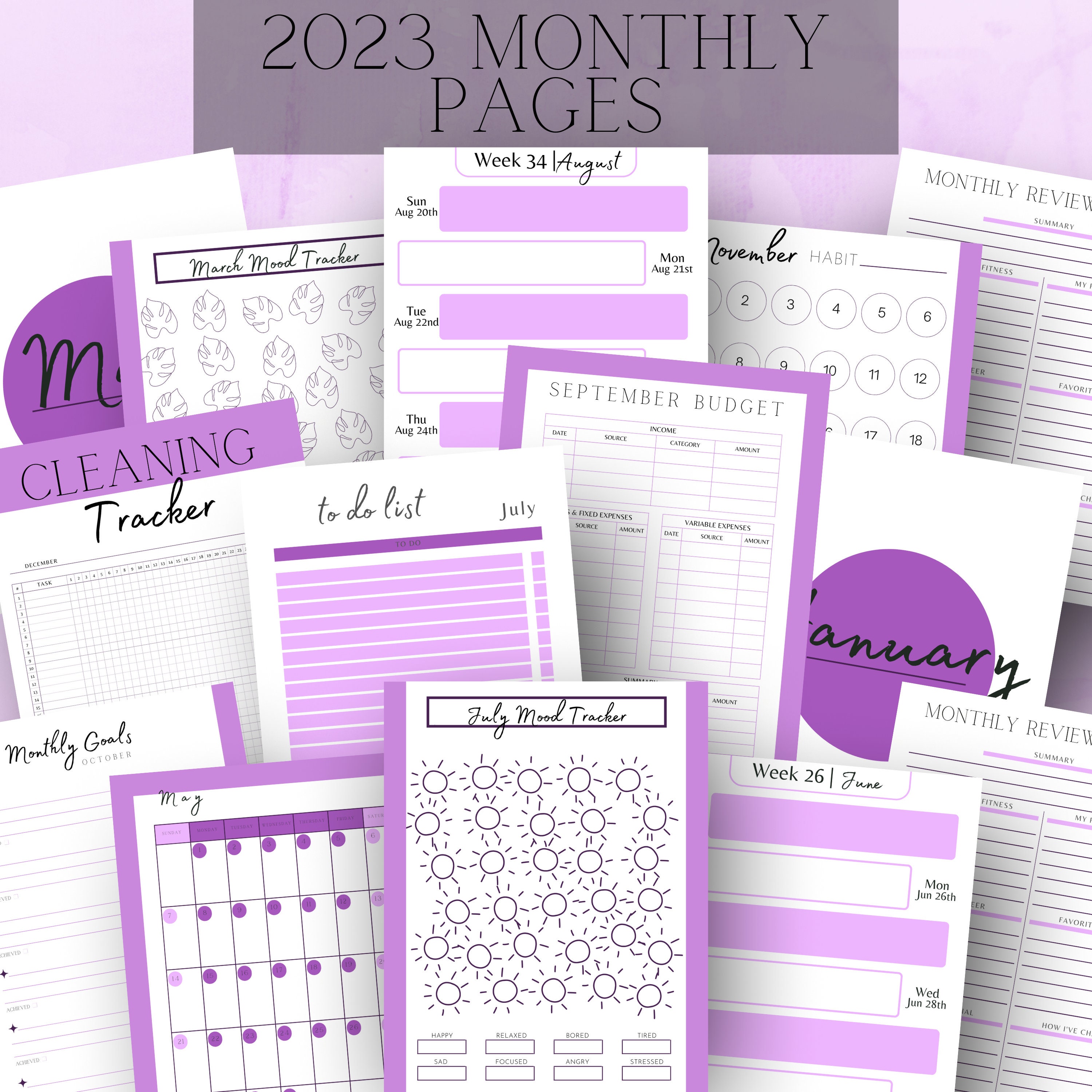 Printable 2023 Bullet Journal Bundle Digital Download Weekly/monthly ...