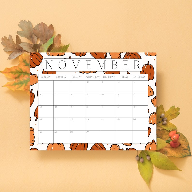 November 2022 Calendar Printable Calendar / Tracker Fall - Etsy