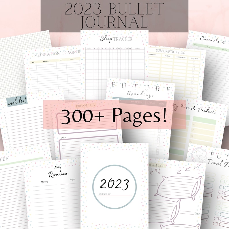 Printable 2023 Bullet Journal Bundle Digital Download Weekly/monthly ...