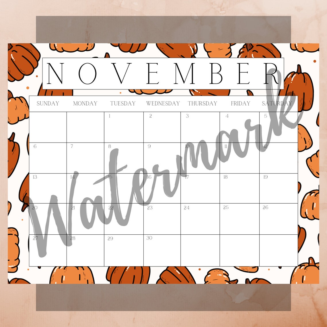 November 2022 Calendar Printable Calendar / Tracker Fall - Etsy