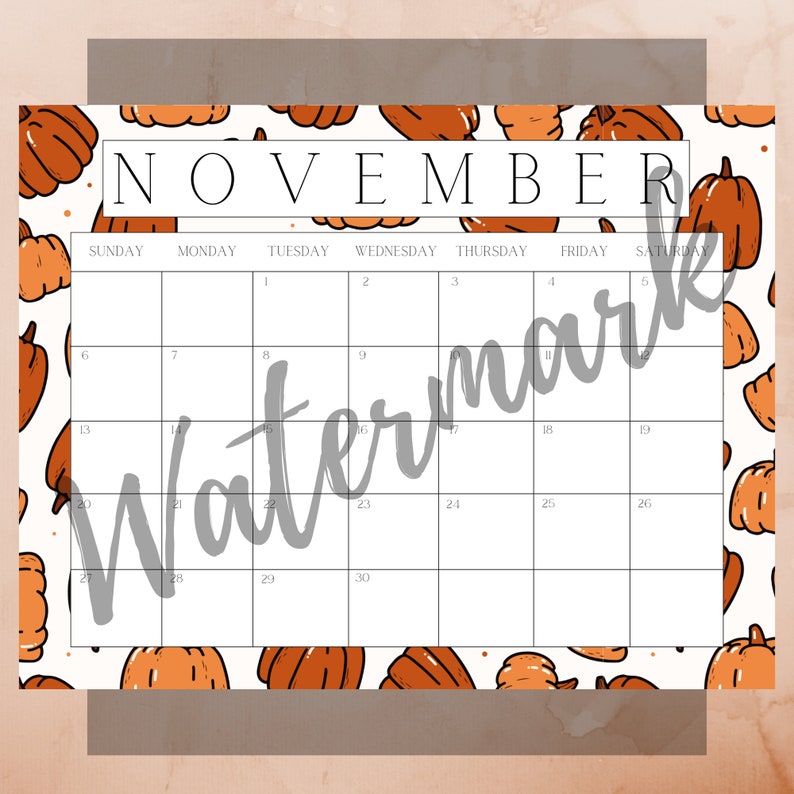 November 2022 Calendar Printable Calendar / Tracker Fall - Etsy