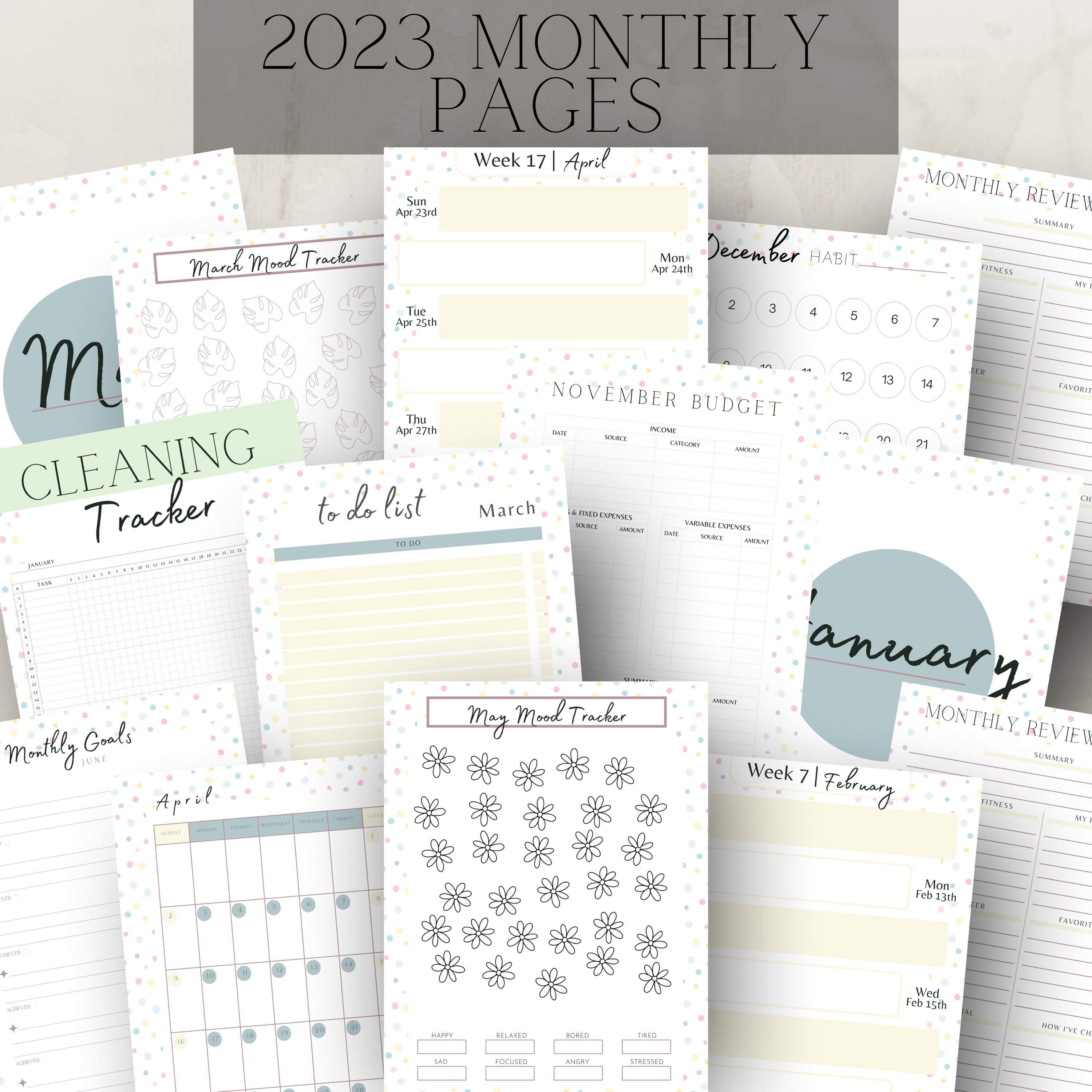 Printable 2023 Bullet Journal Bundle Digital Download Weekly/monthly ...
