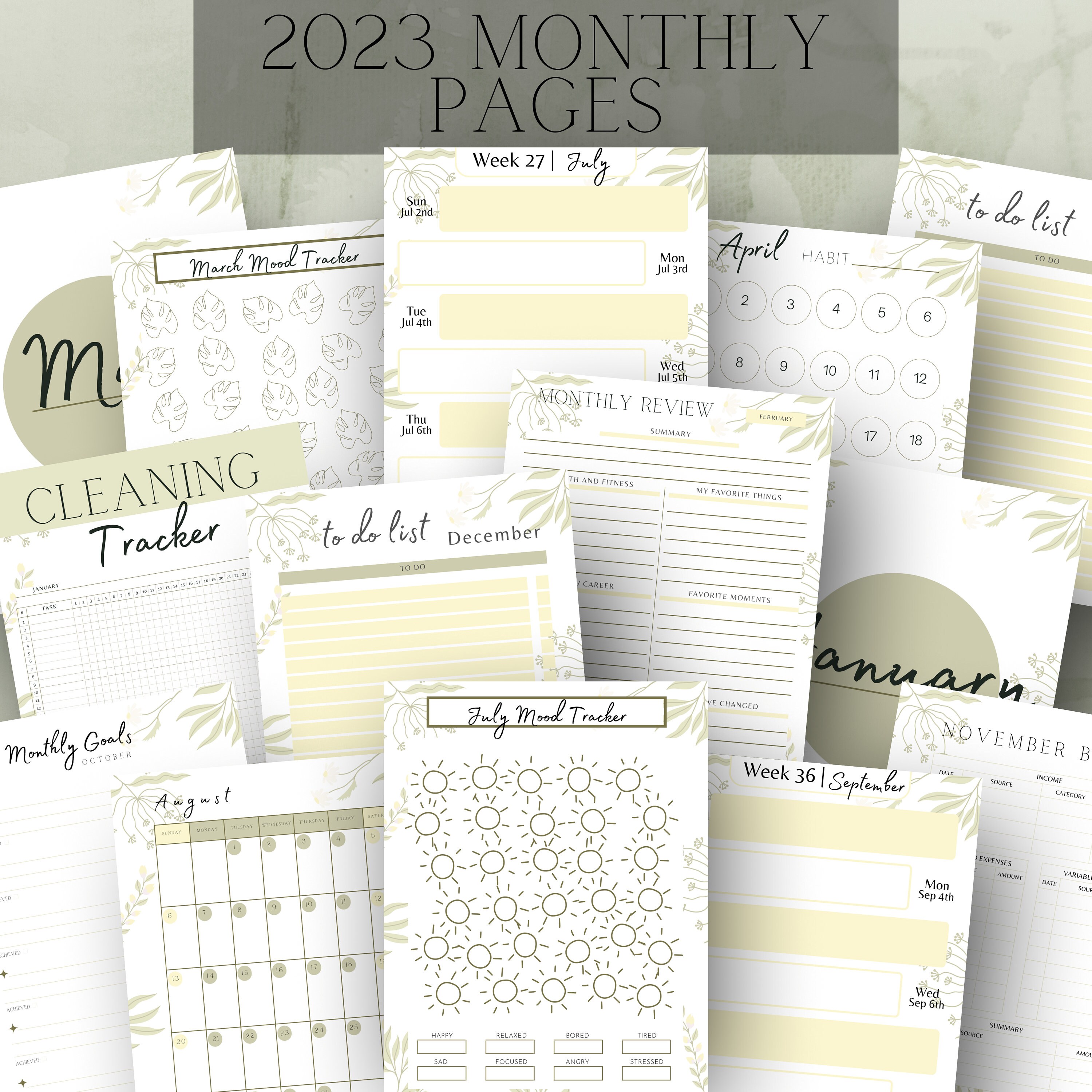 Printable 2023 Bullet Journal Bundle Digital Download Weekly/monthly ...
