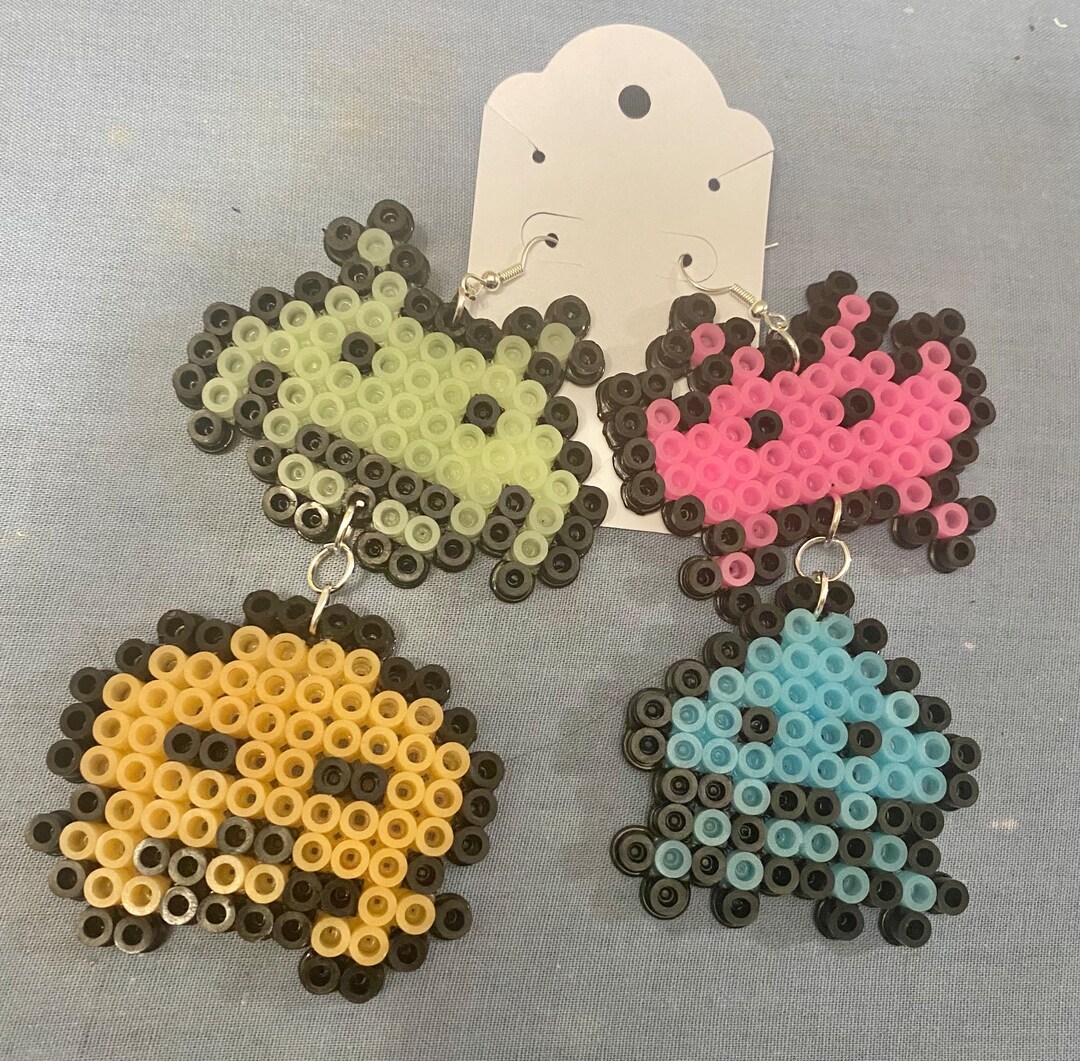 Space Invaders Glow in the Dark Perler Earrings - Etsy