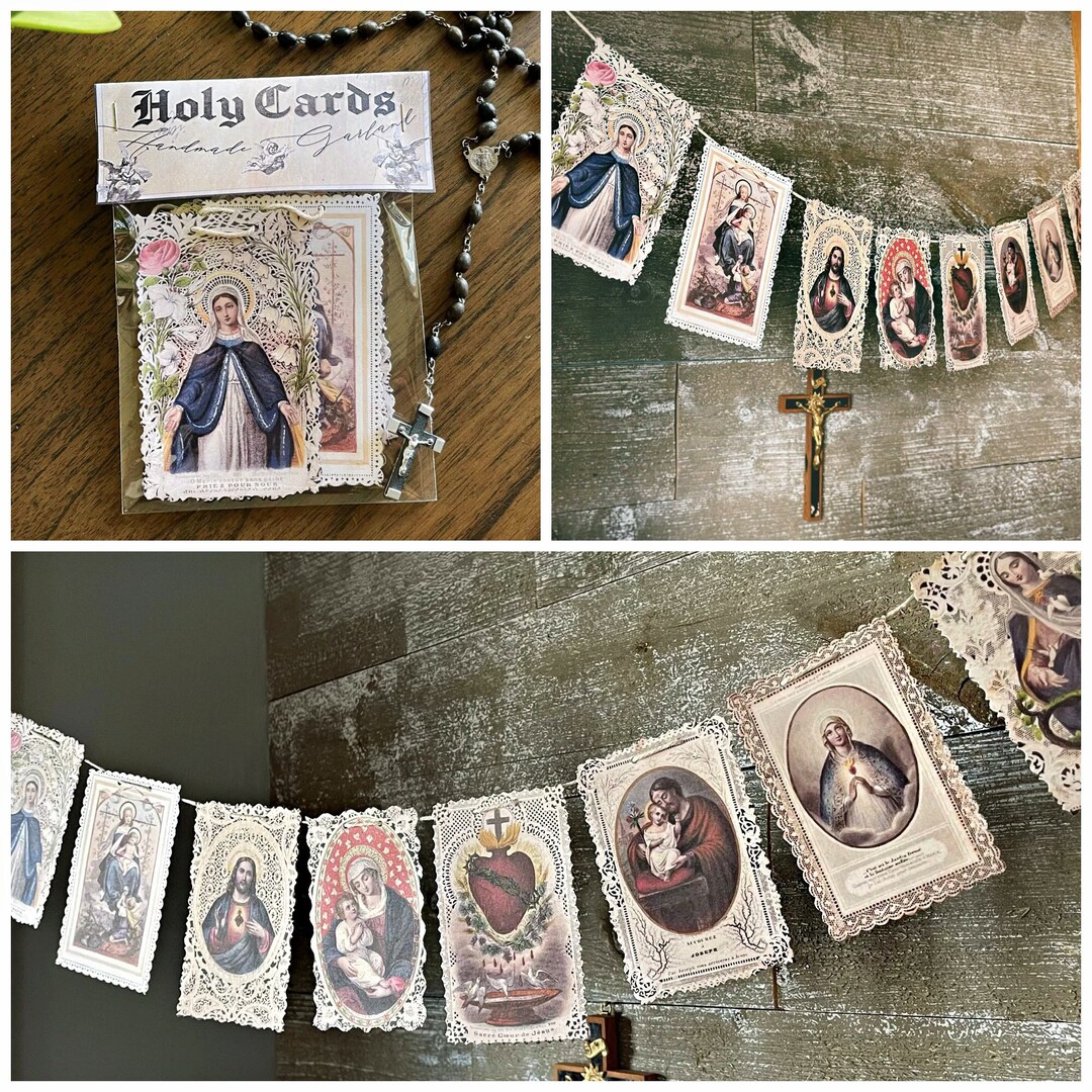 Large Holy Cards Garland Handmade Vintage Style - Etsy