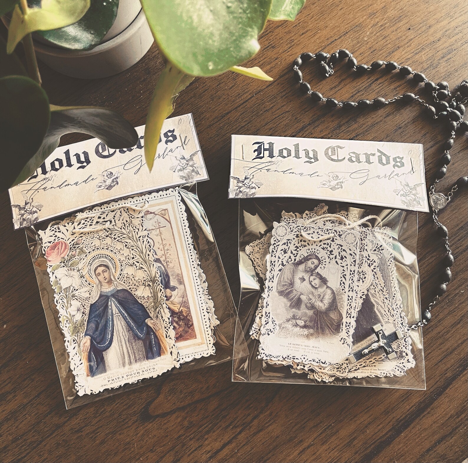 Holy Cards Garland Vintage Style Completely Handmade - Etsy