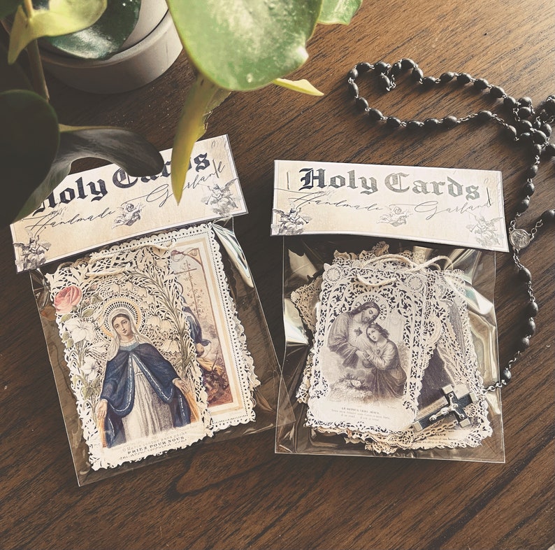 Holy Cards Garland Vintage Style Completely Handmade - Etsy