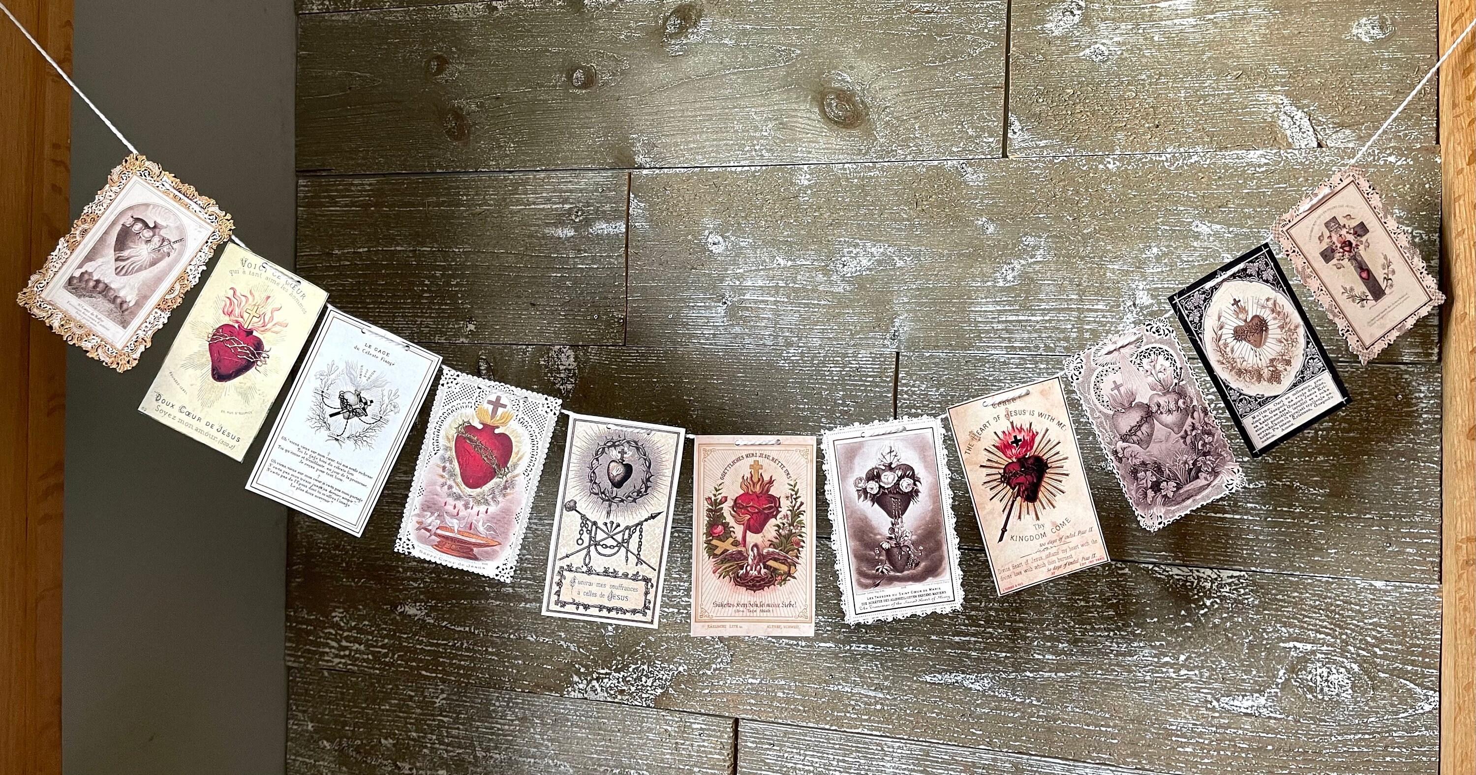 Sacred Heart of Jesus Garland - Vintage Style Holy Cards, Handmade - Etsy