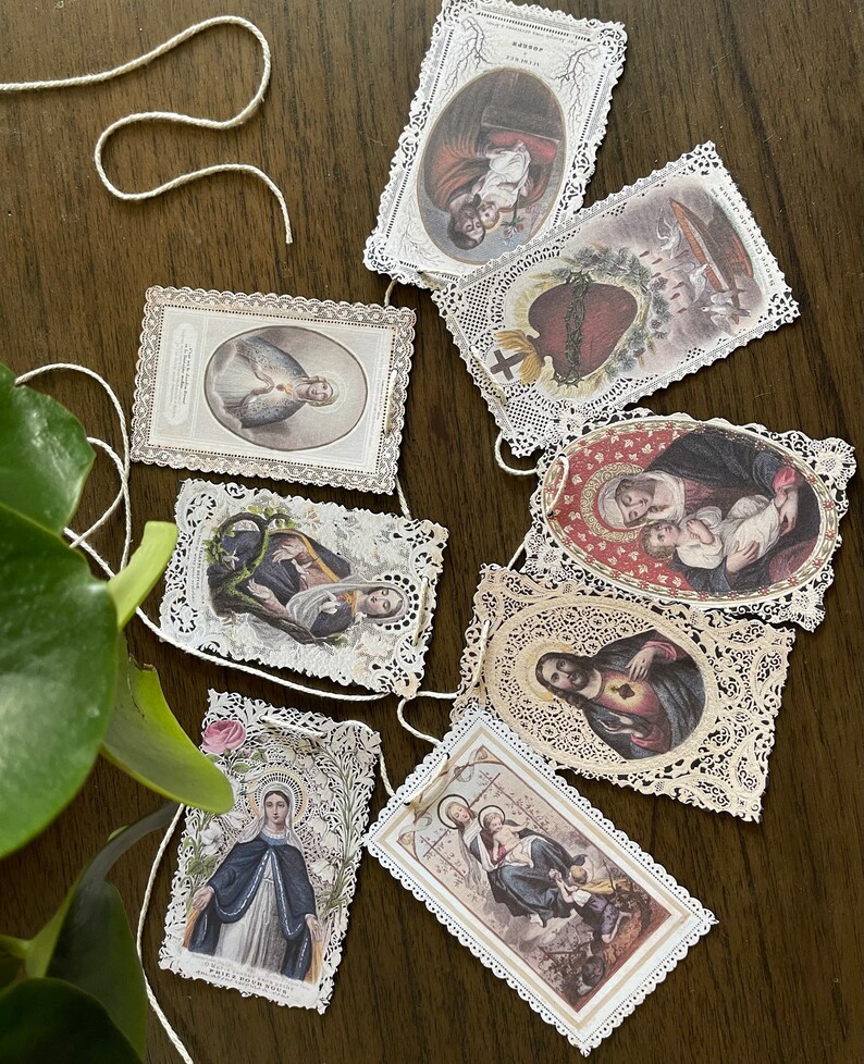 Large Holy Cards Garland Handmade Vintage Style - Etsy