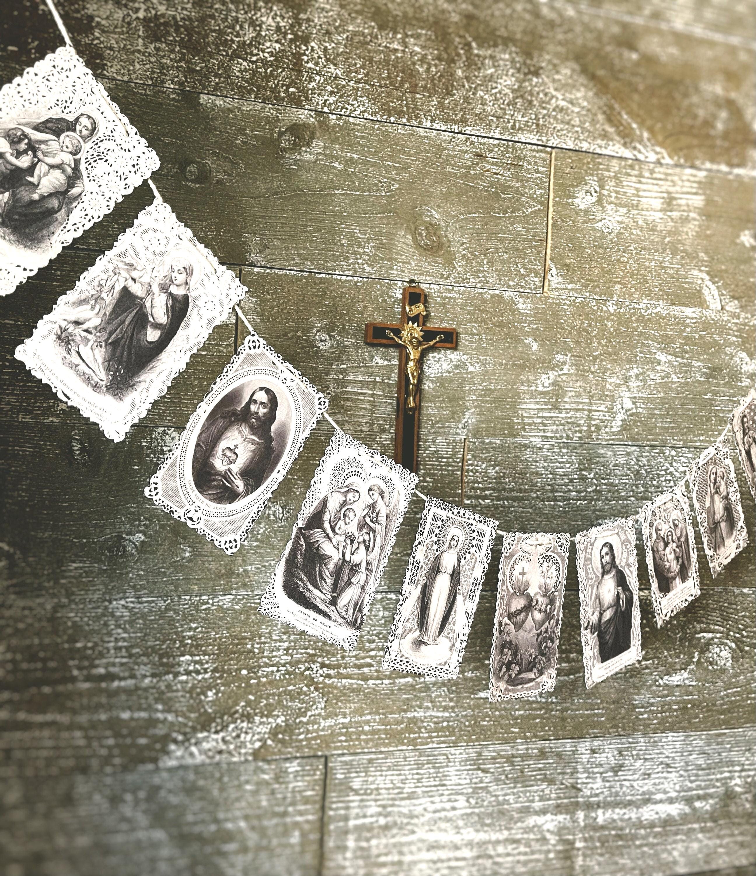 Holy Cards Garland - Vintage Style, Completely Handmade - Etsy