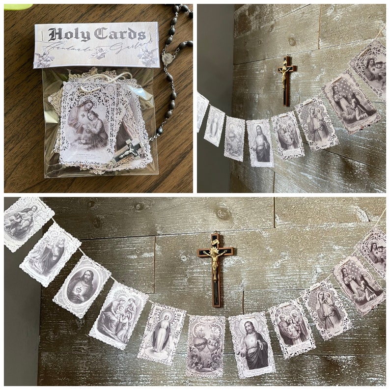 Holy Cards Garland Vintage Style Completely Handmade - Etsy